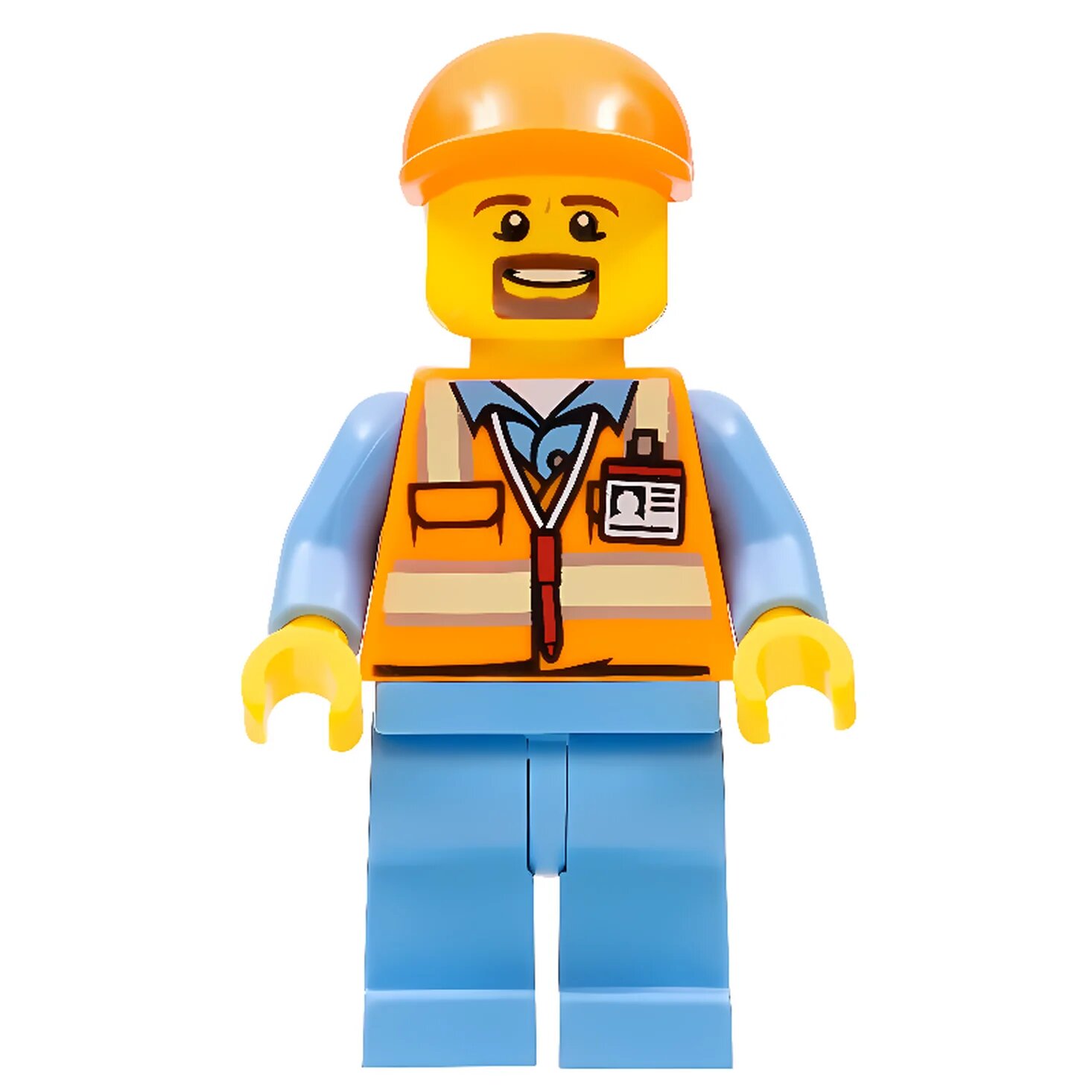 Минифигурка Lego City Orange Safety Vest with Reflective Stripes, Medium Blue Legs, Orange Short Bill Cap, Goatee cty0704 U