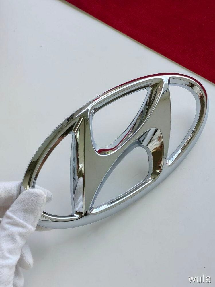 Эмблема Hyundai 190х92 мм, хромированная, значок для замены эмблемы на авто