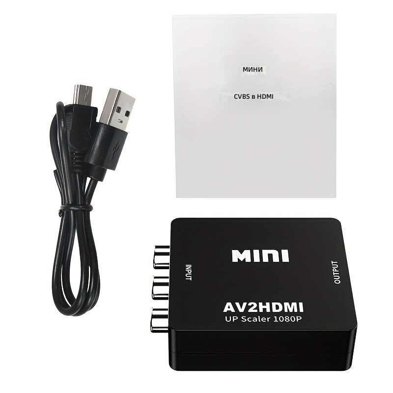 Преобразователь RCA в HDMI, 1080P мини, композитный AV адаптер, поддержка PAL/NTSC, для TV/PC/PS3/STB/Xbox/VHS/VCR/Blu-Ray DVD плееров, черный