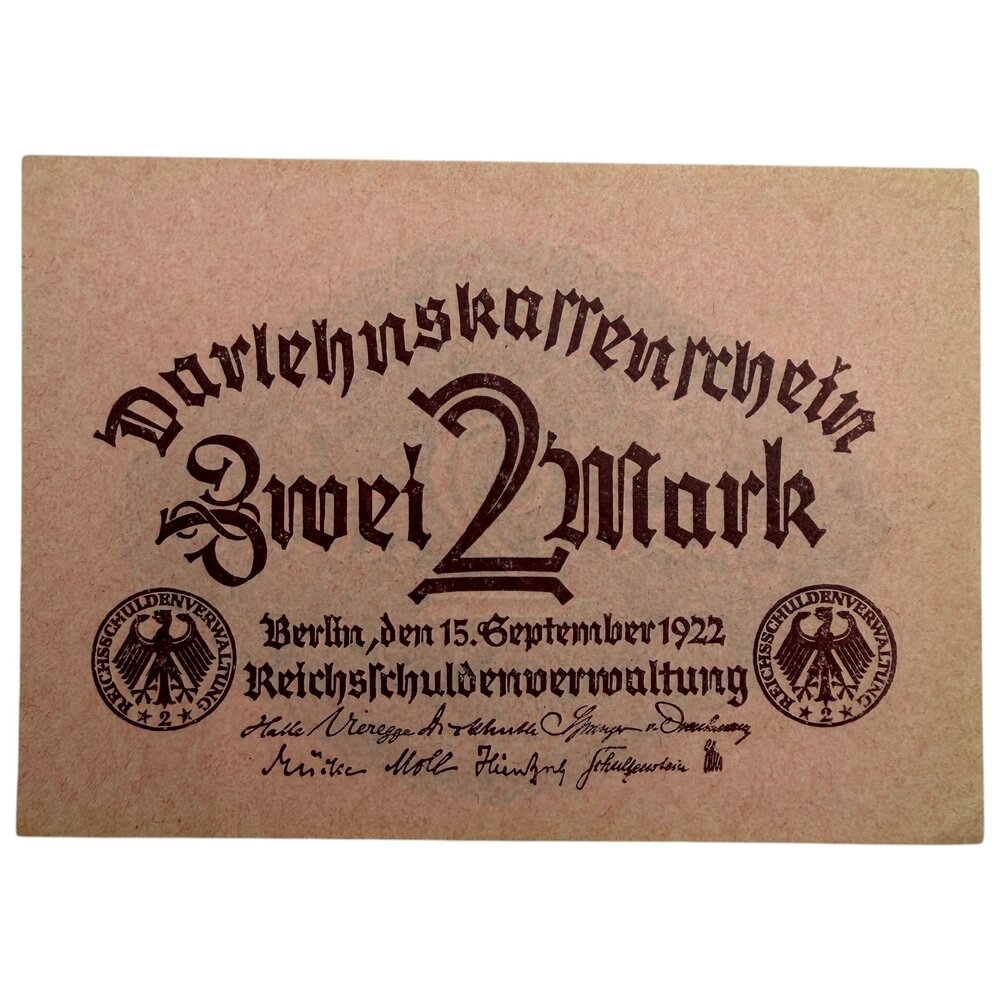 Веймарская республика (Германия) 2 марки 1922 г.