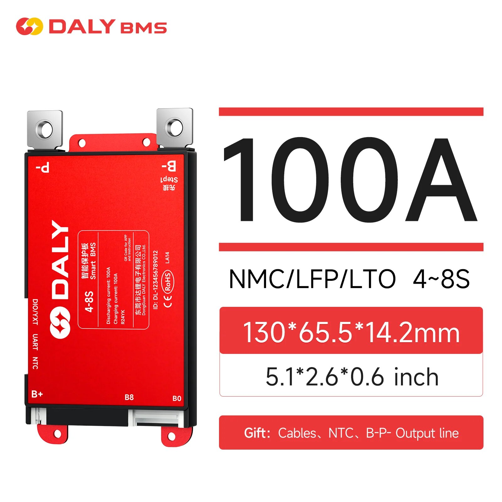 Daly 100A BMS 4S-8S UART для NMC/LFP/LTO