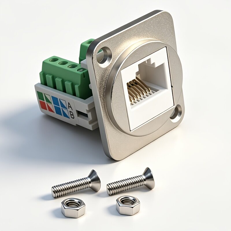 Адаптер RJ45 CAT.5E с фиксированным винтовым отверстием, серебристый, 1 шт.