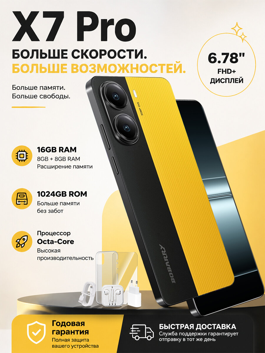 Мощный смартфон с 6,78" экраном, 16 ГБ ОЗУ и 1 ТБ памяти — поддержка 5G и расширения карты