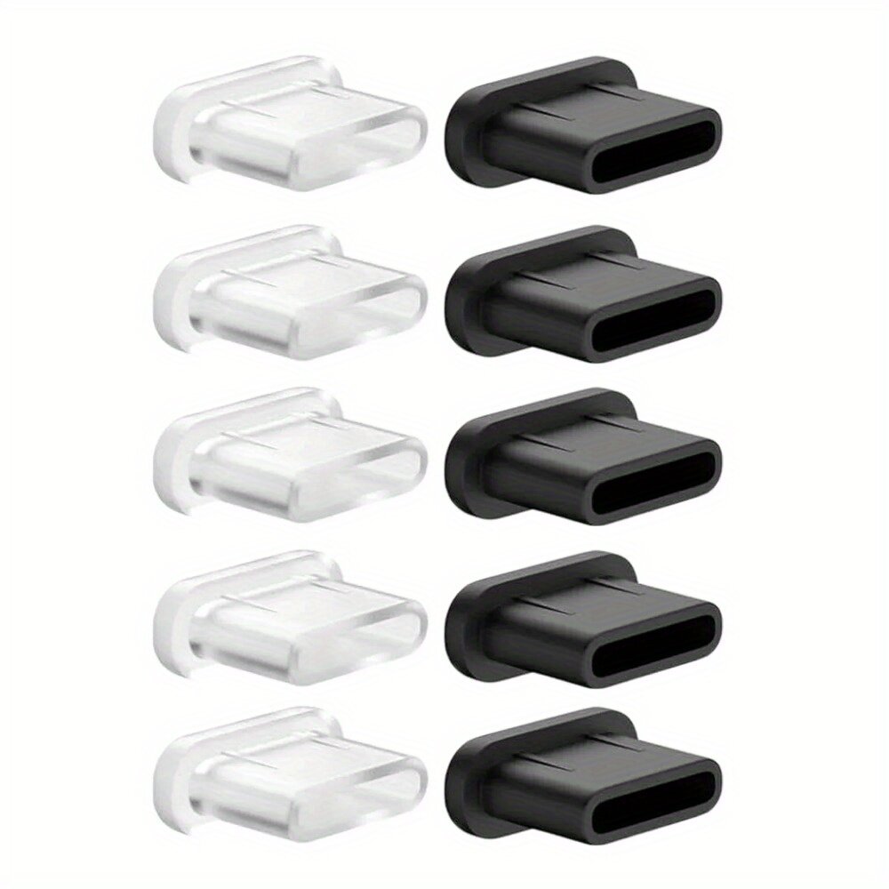Набор заглушек для порта USB-C, 10 штук, черно-белые, пылезащитные колпачки для смартфонов и планшетов