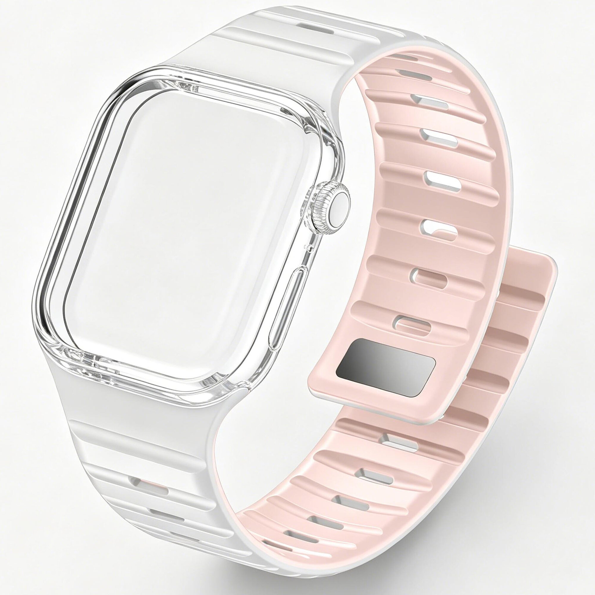 Розовый спортивный дышащий ремешок для iWatch 42/45/46/49 мм, совместим с Series 1-11, SE