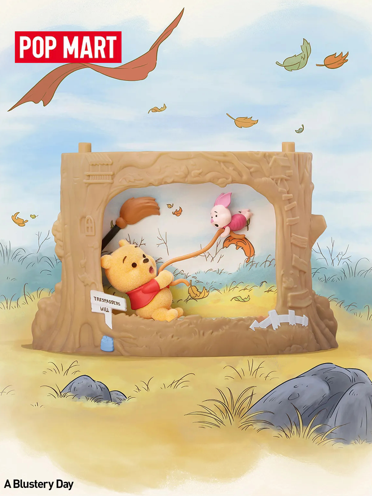 Коллекционная фигурка POP MART Winnie the Pooh Treehouse Theatre Series Figures-A Blustery Day