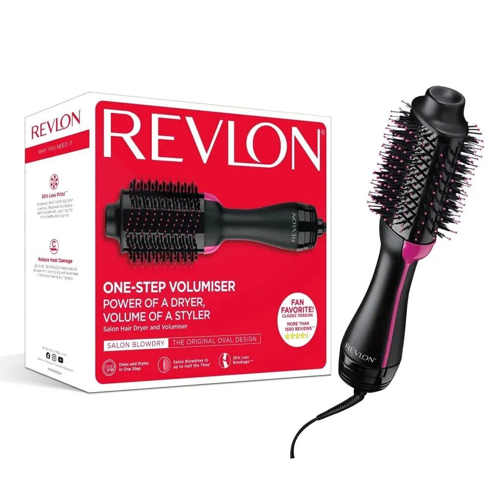 Revlon Professional Фен-щетка для волос RVDR5222 800 Вт, скоростей 2, кол-во насадок 1, черный