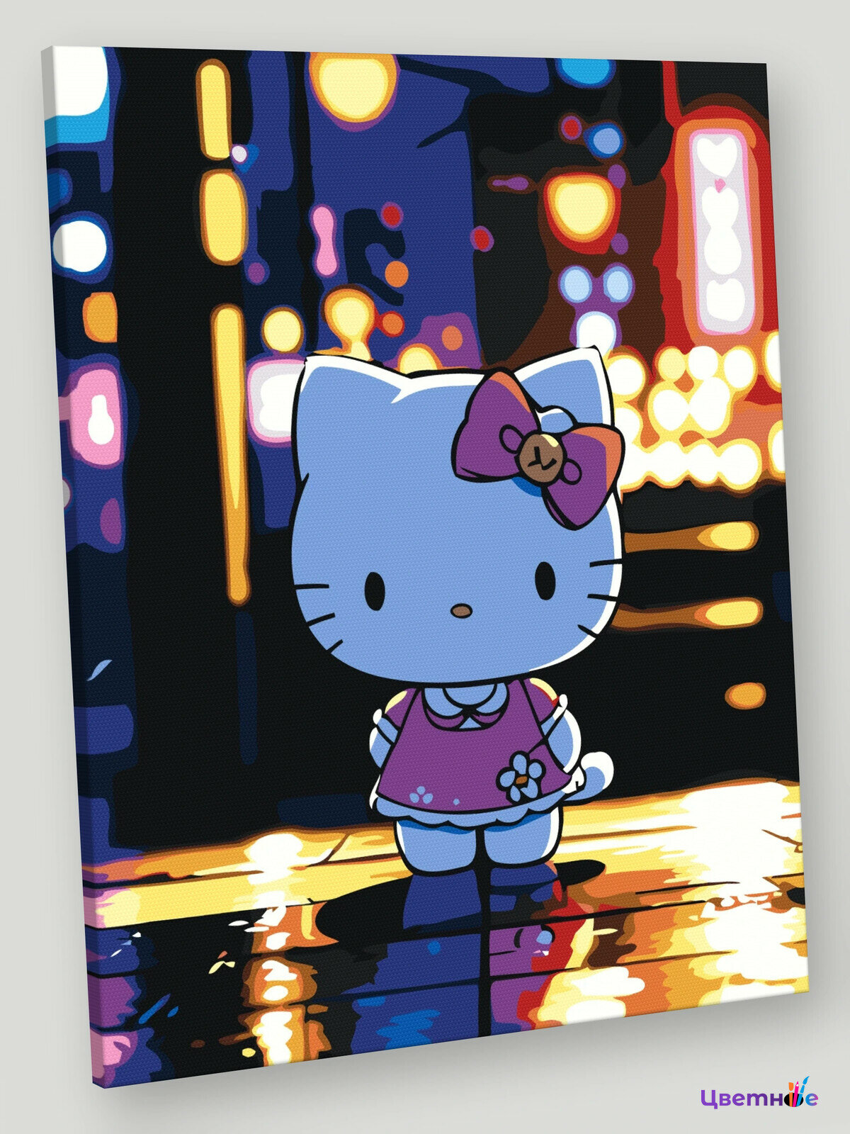 Картина по номерам на холсте с подрамником "Хеллоу Китти Hello Kitty: Ночной город" Раскраска 40x50 см, Мультфильмы