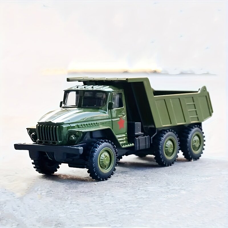 Игрушечный военный грузовик из сплава, инерционный, с большим полым задним бортом, коллекционная модель, подарок для мальчика