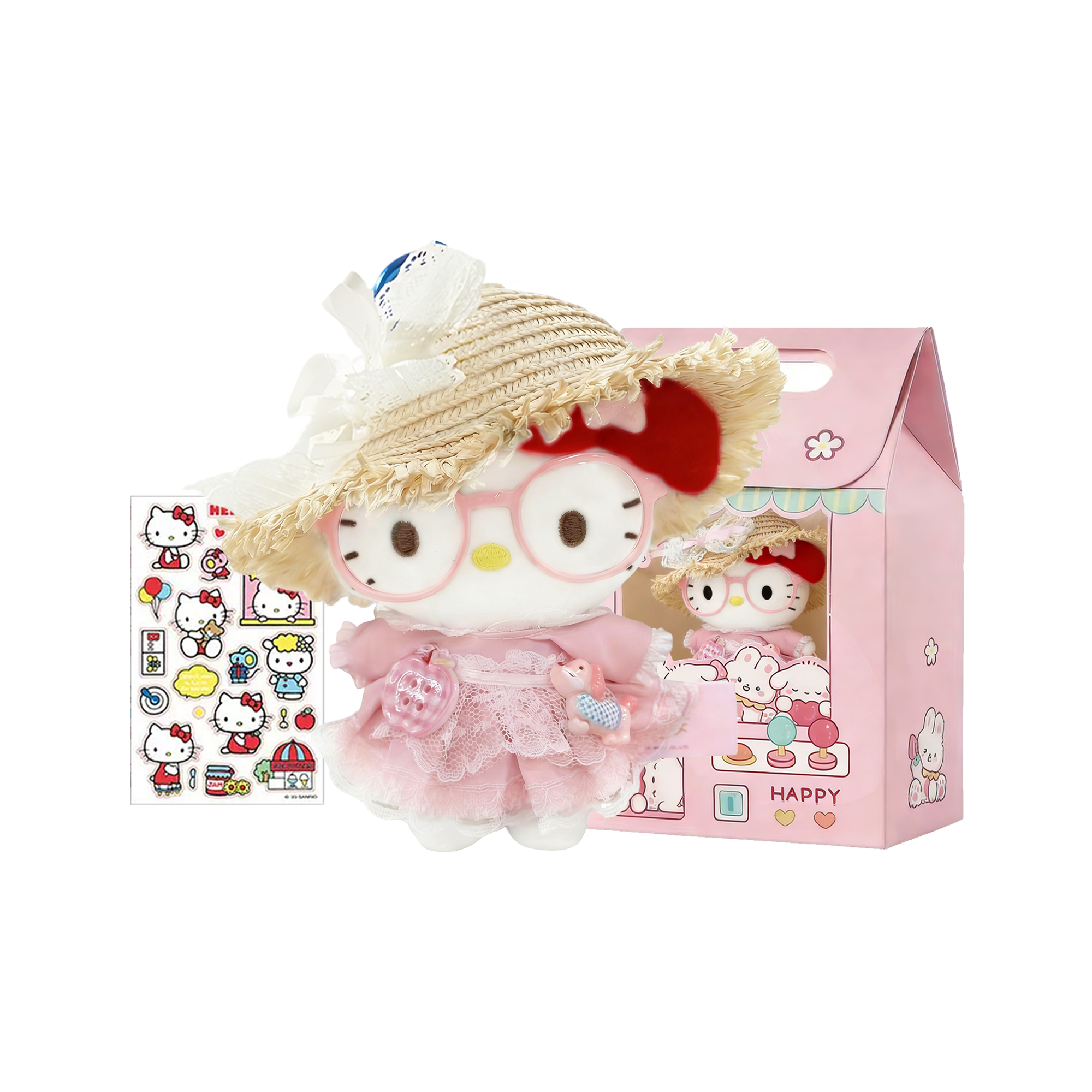 E-STRONG HELLO KITTY Куклы Sanrio Хелло Китти Мягкие куклы Милый романтический стиль Платье бэбидолл Уют и гармония Веселье Плюшевые брелки 13 см