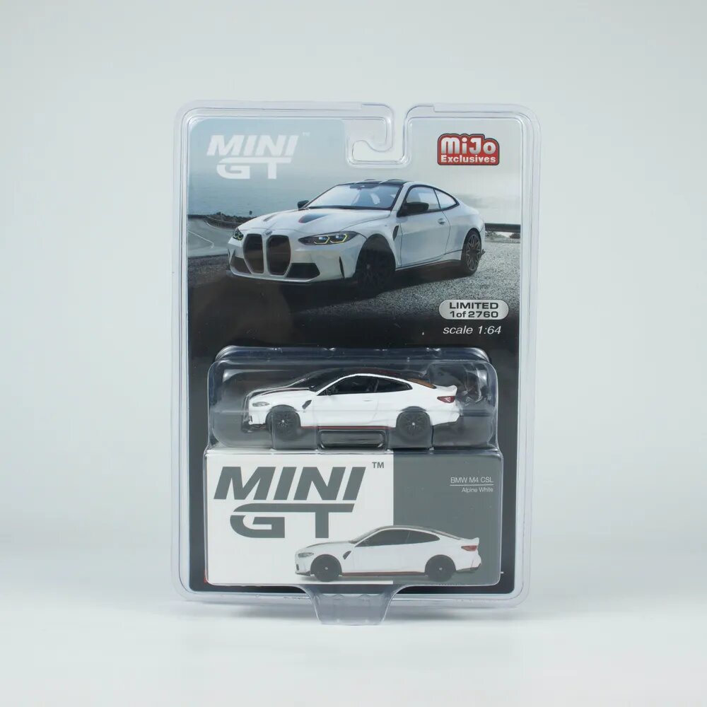MINIGT 1:64 BMW M4 CSL Alpine White отлитая под давлением модель гоночного автомобиля Игрушки