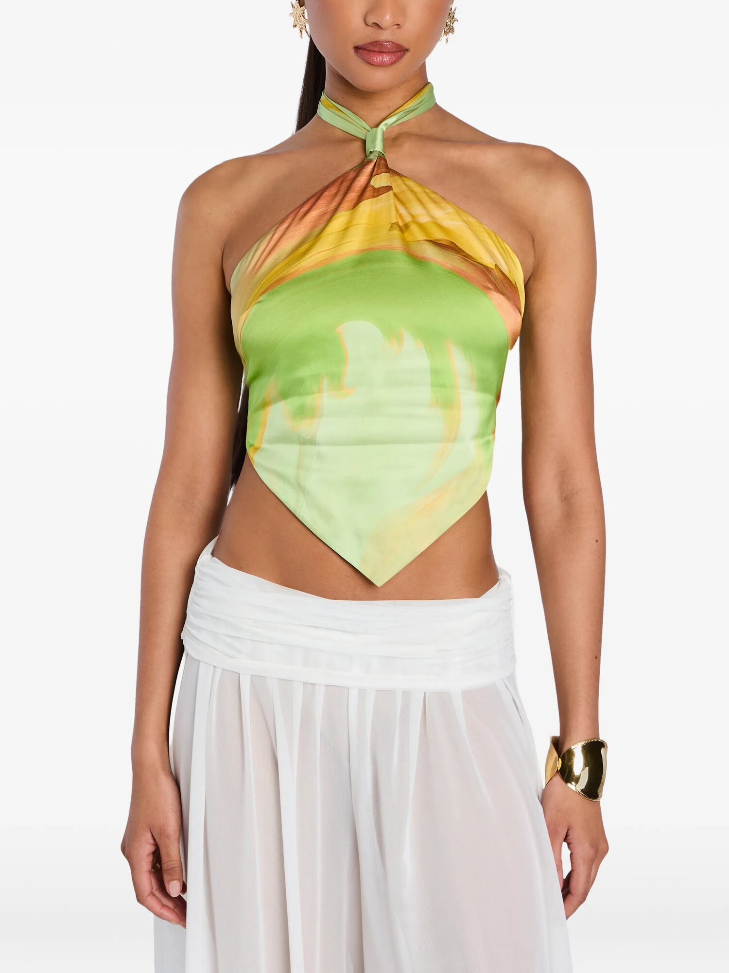 Топ Jamie brushstroke-print halterneck top