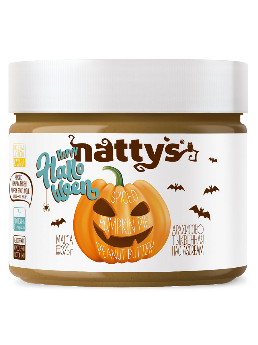 Nattys Арахисовая паста без сахара с тыквенными семечками и специями, 325 гр