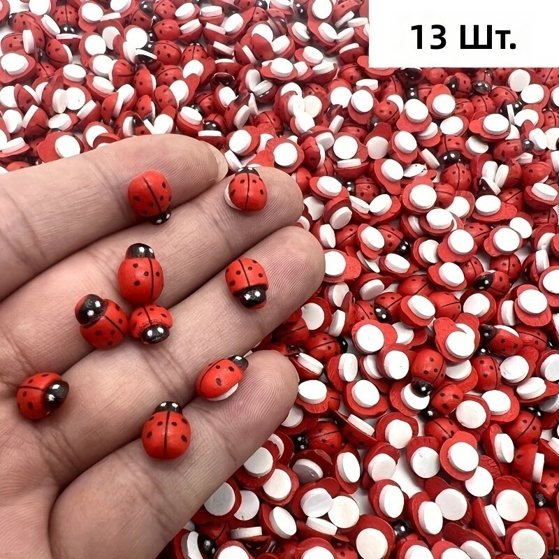 Красные самоклеящиеся мини-наклейки «Божья коровка», 13 шт, для рукоделия, открыток и декора