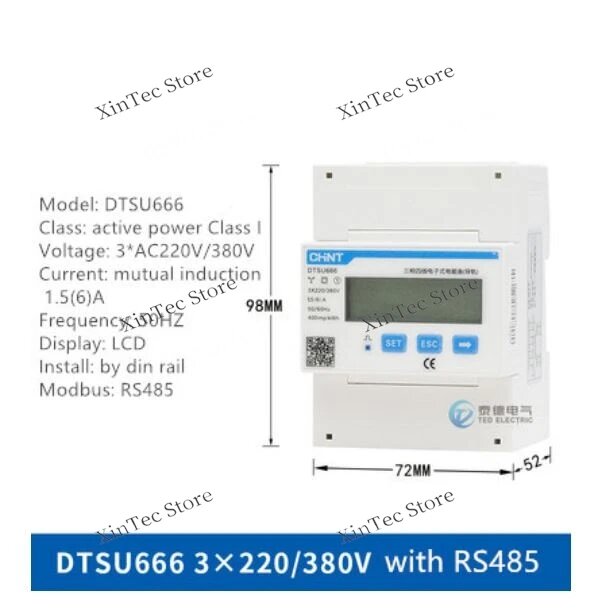 Однофазный электрический счетчик CHNT DDSU666 DTSU 1.5(6)A RS485