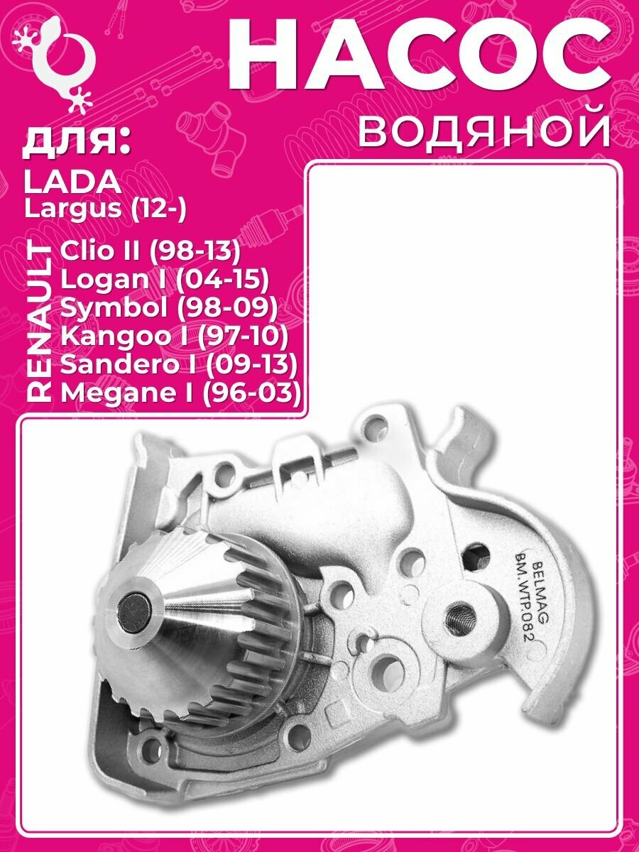 Насос водяной белмаг для RENAULT Logan, LADA Largus (К7М, K7J -10)