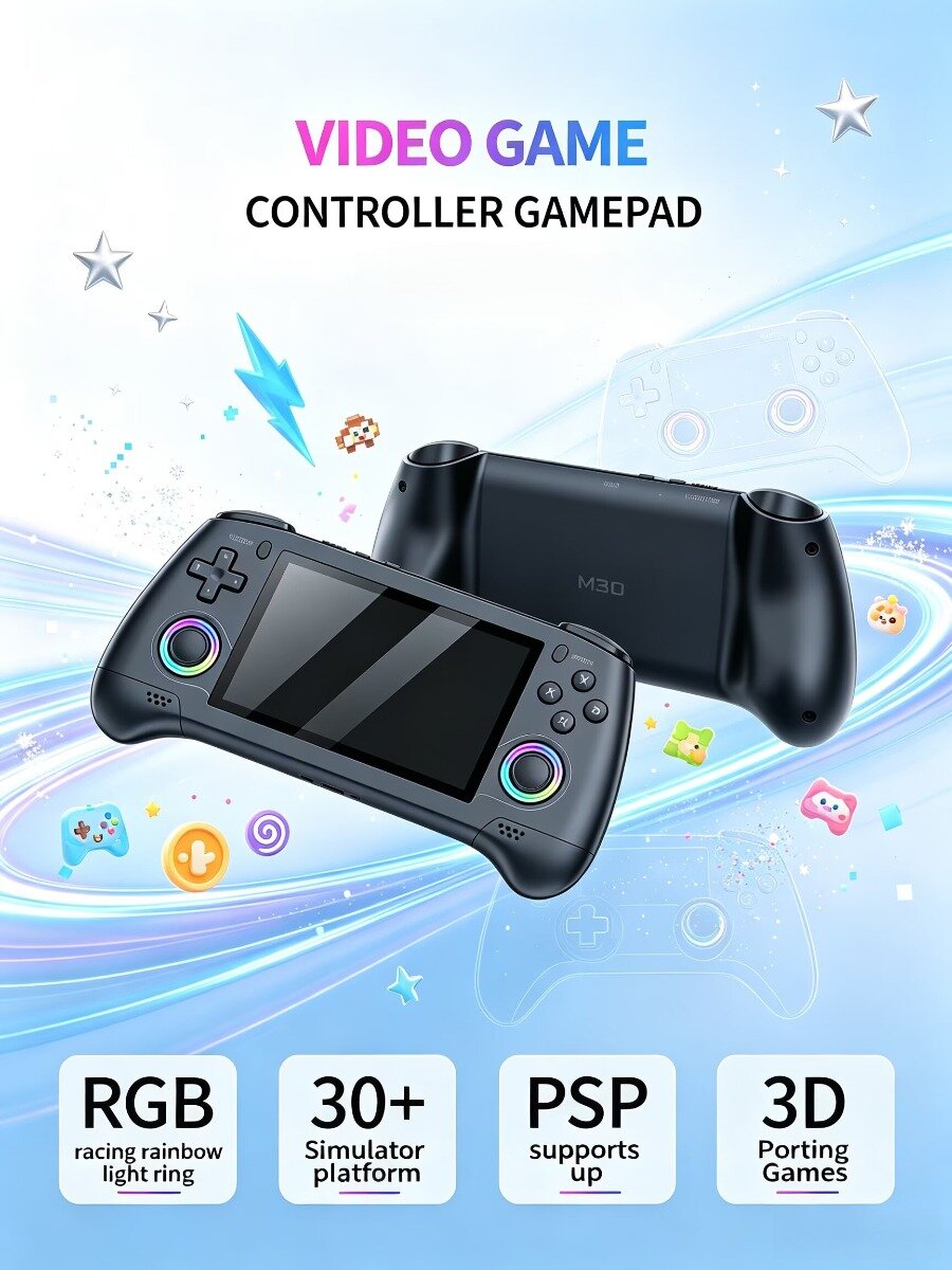 3D игровая приставка, портативная, 30+ эмуляторов, экран 4,3 дюйма, RGB, 64 ГБ