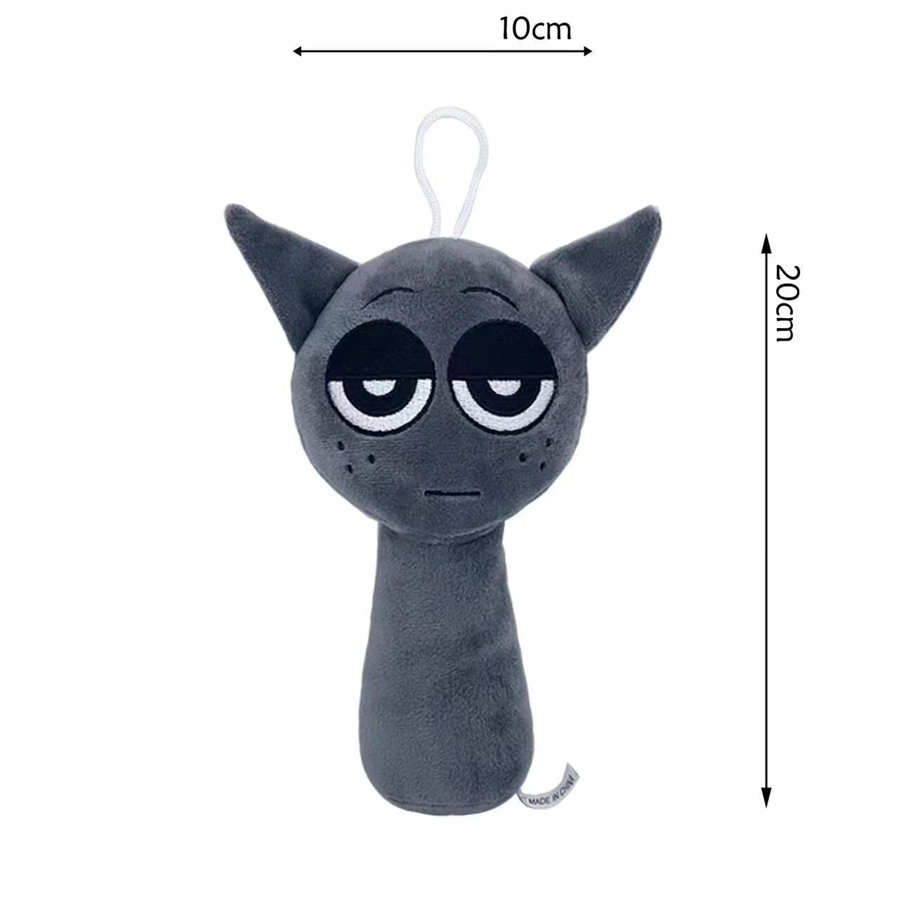 Серая плюшевая игрушка Sprunki с кошачьими ушами, высота 20 см, коллекционный сувенир