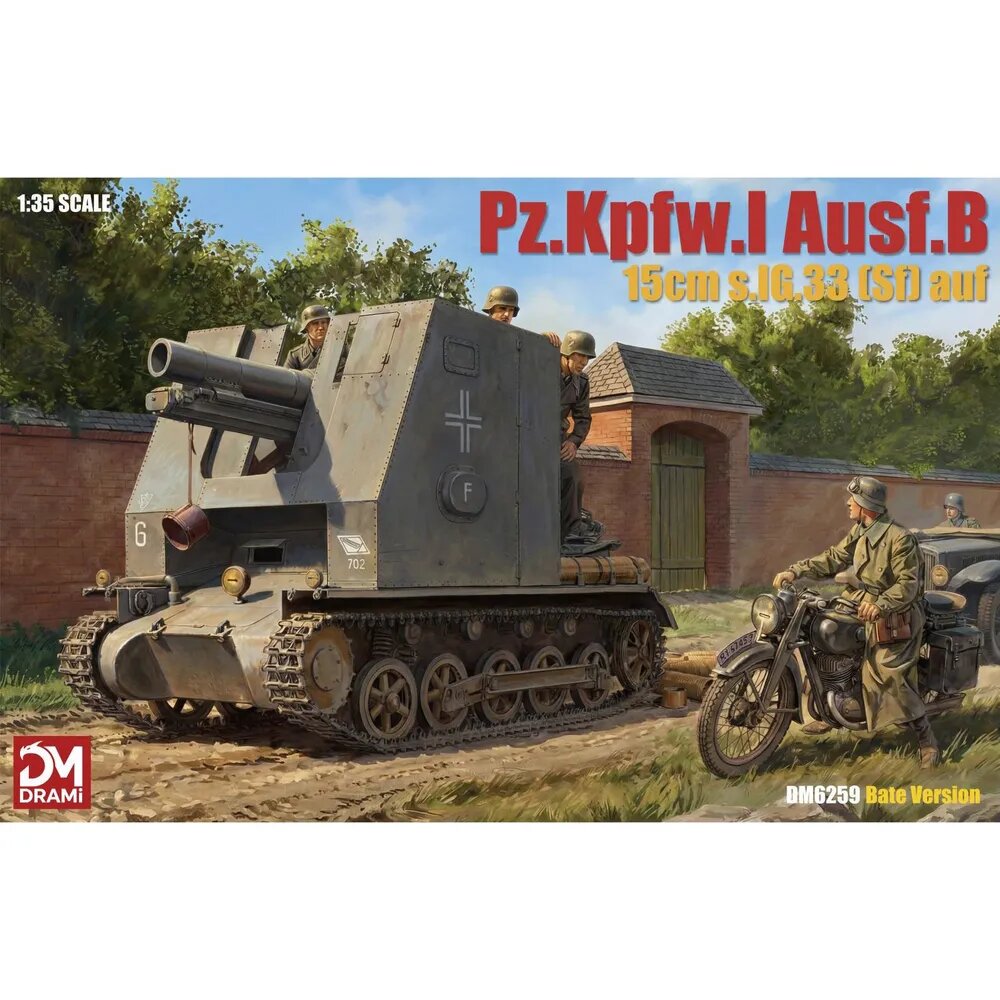 Сборная модель танка 1/35 DRAMi DM6259 Немецкое САУ Bison I с металлическим стволом и траками Magic Track, 820 элементов