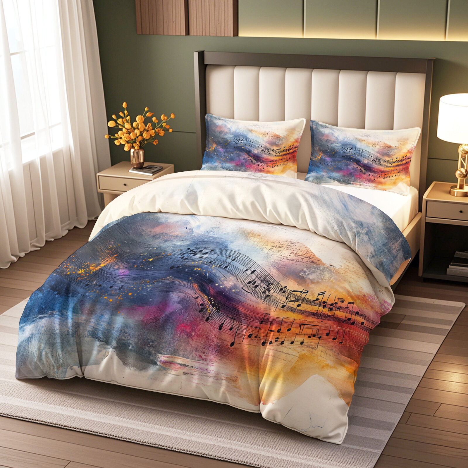 Музыка Комплект постельного белья 200x220cm наволочки 70х70, Музыкальная Нота постельные принадлежности