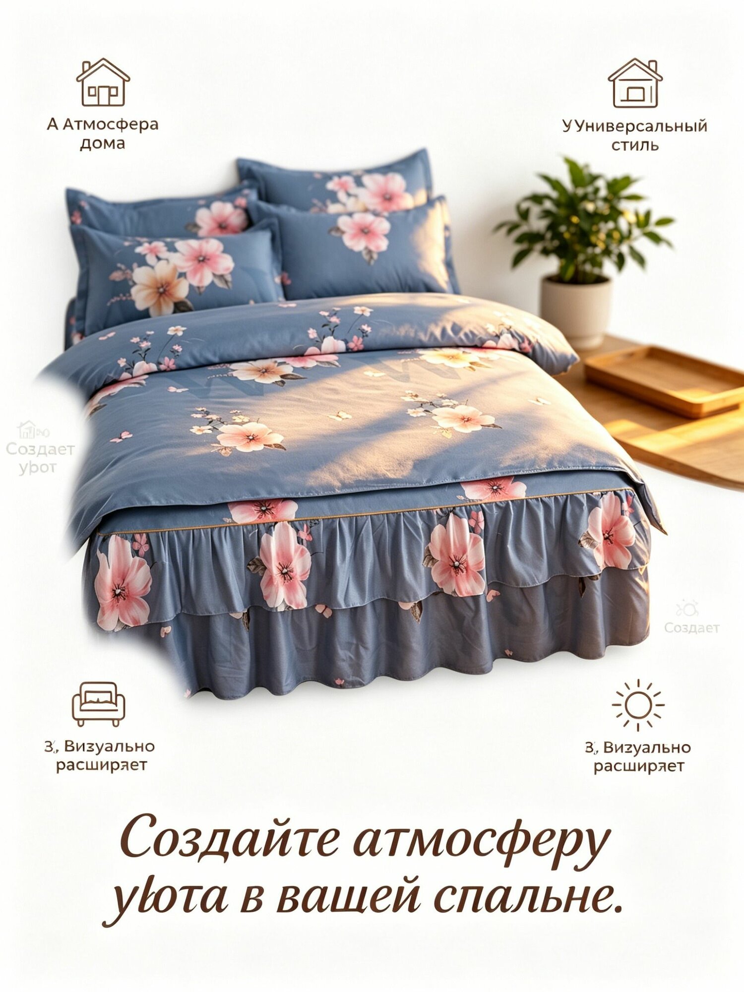 Комплект постельного белья, Микросатин, Семейный, наволочки 50x70