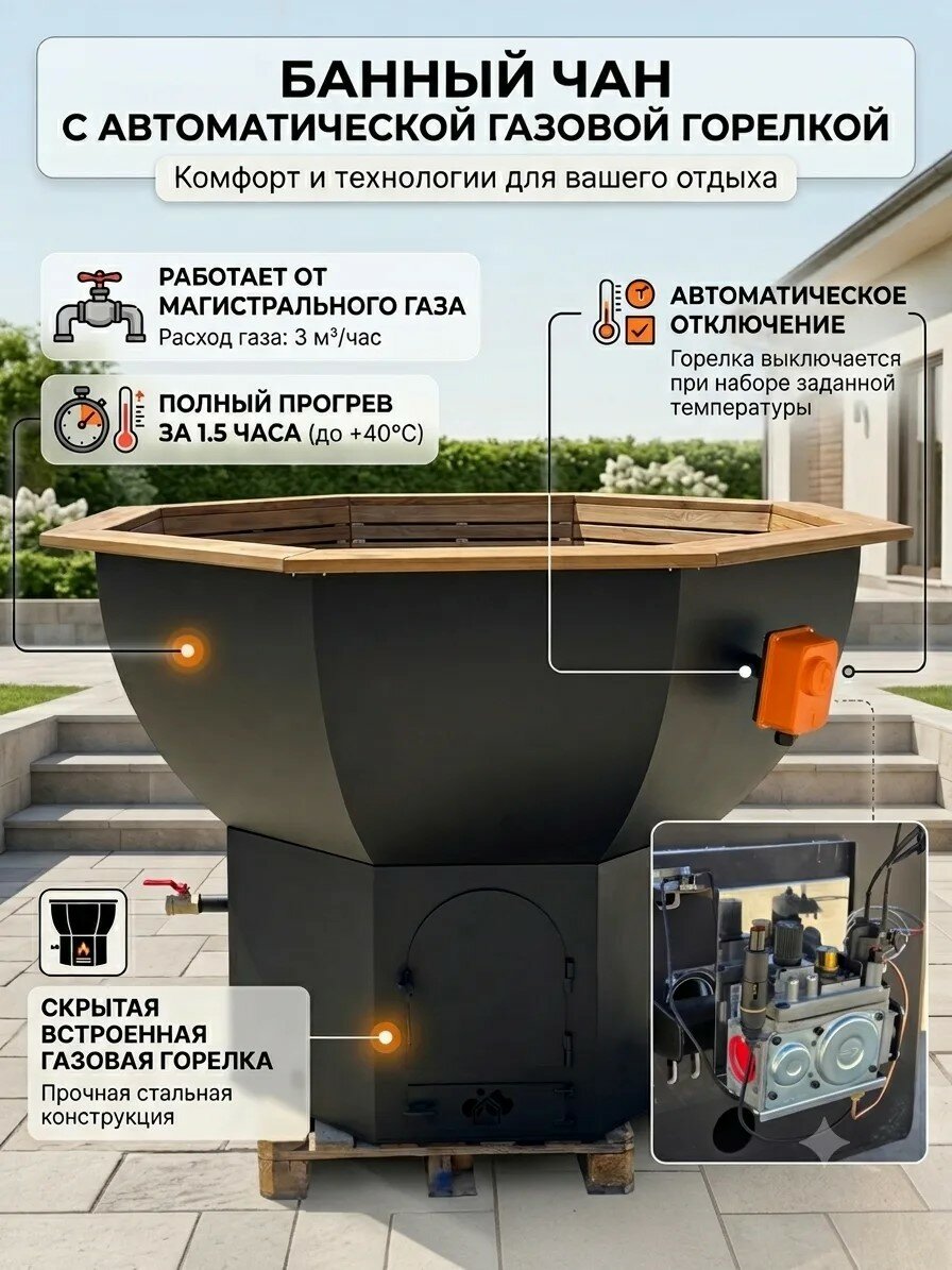 Банный чан с газовой горелкой