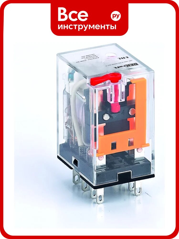 Промежуточное реле Dekraft ПР-102, 5 А, 380 В AC, 2 контакта, LED, TEST, 23867DEK
