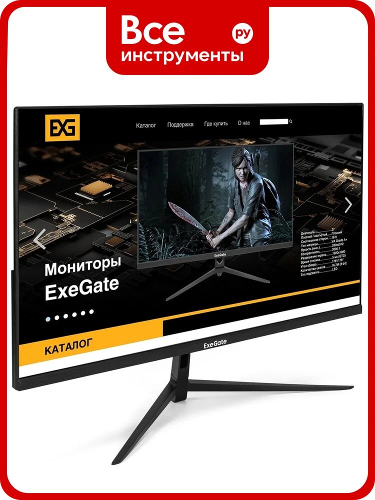 Монитор ExeGate ProSmart EV2707 VA LED Grade A+ безрамочный, 27", FHD, 1920x1080@75Гц, 16:9, 250cd m2, 4000:1, 178 178, 5ms, D-Sub, HDMI1.4, Flicker-free 294428