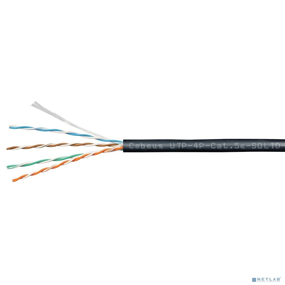 CABEUS UTP-4P-CAT.5E-SOLID-OUT-LSZH-UV кабель витая пара UTP (U/UTP), категория 5E, 4 пары (24 AWG) (305 м)