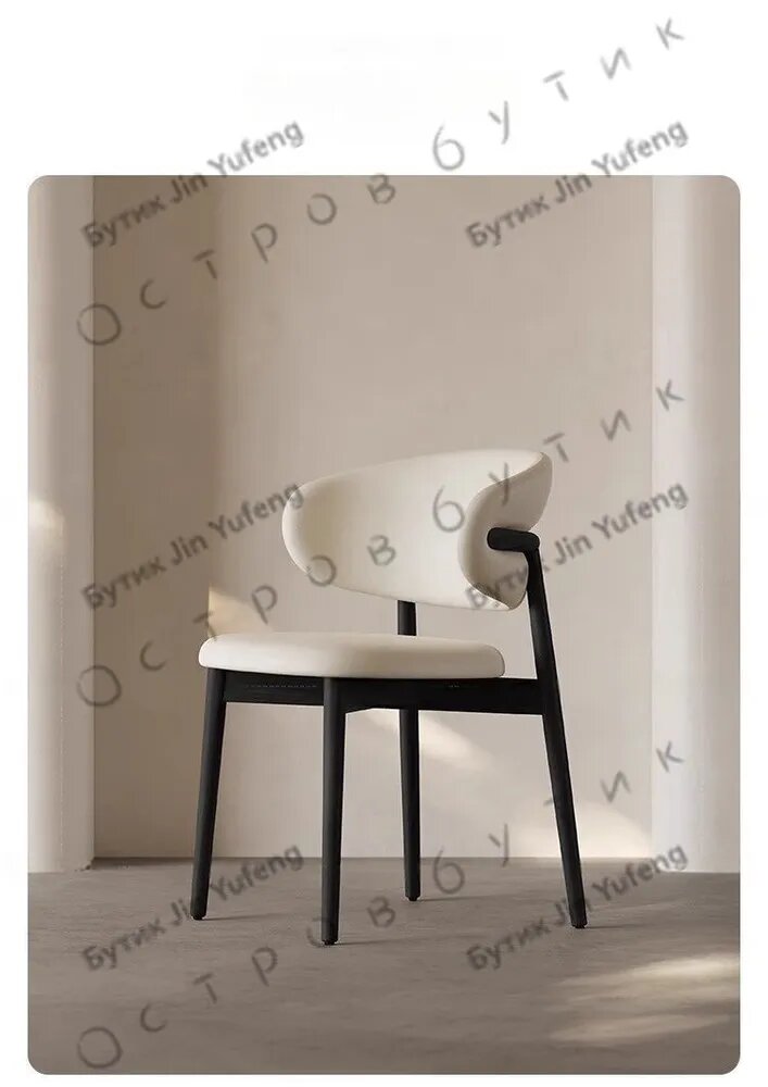 Стул, 1 шт, Светло-серый + ореховый, Искусственная кожа, массив дерева, 45x46x40 см — фото 1