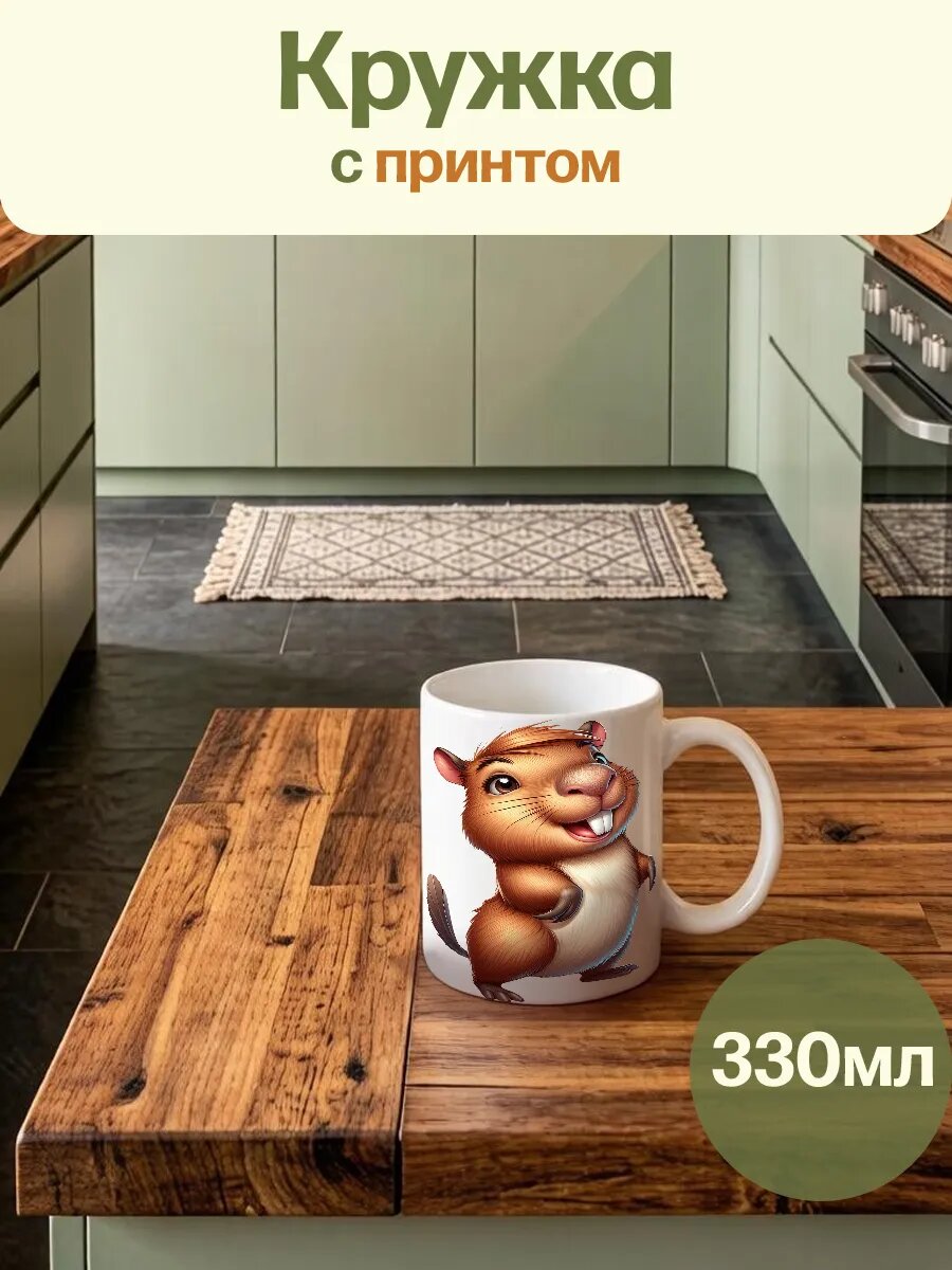 Кружка Белая Детская Бобер