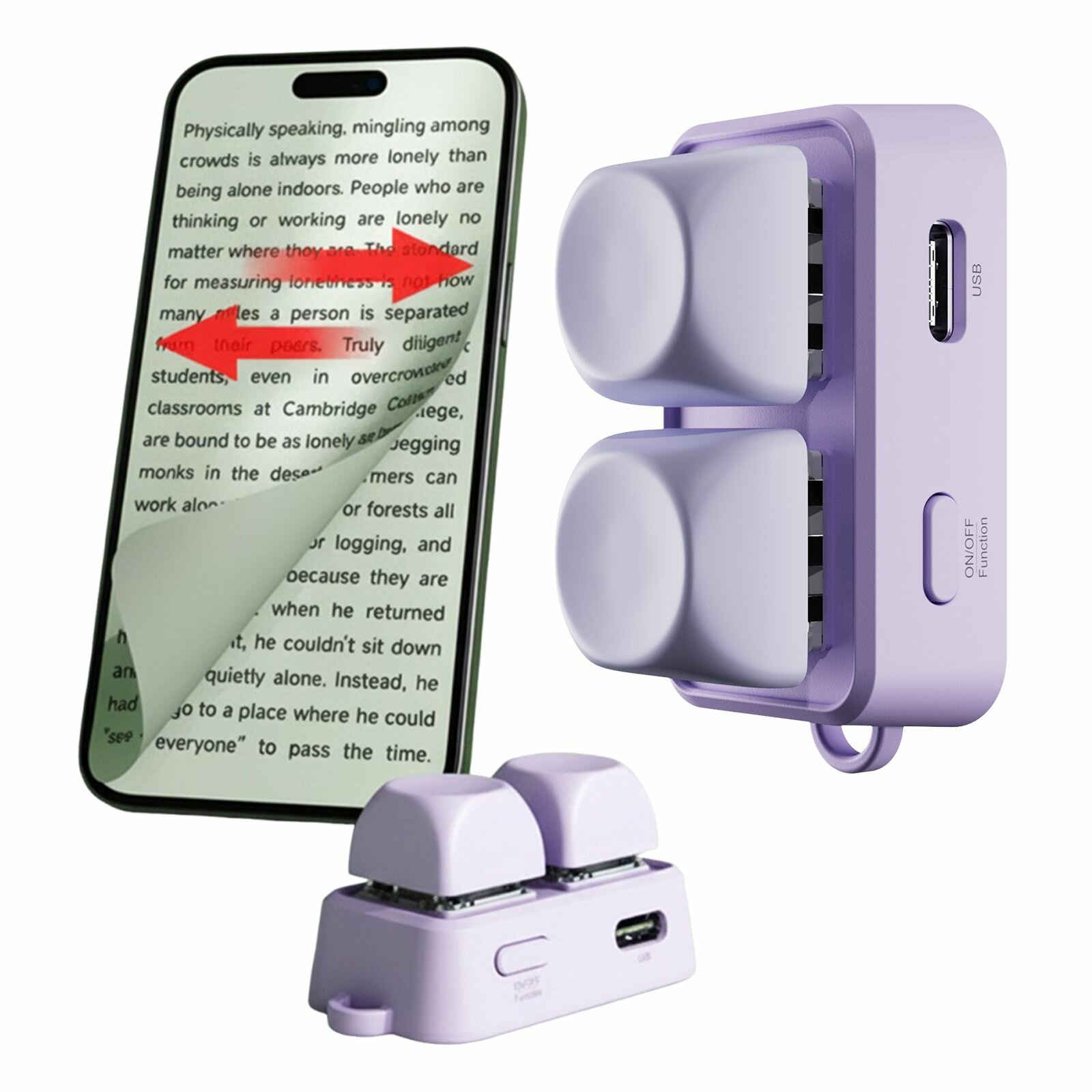 Беспроводной Bluetooth-перелистыватель для электронных книг Free2 High-Profile, фиолетовый