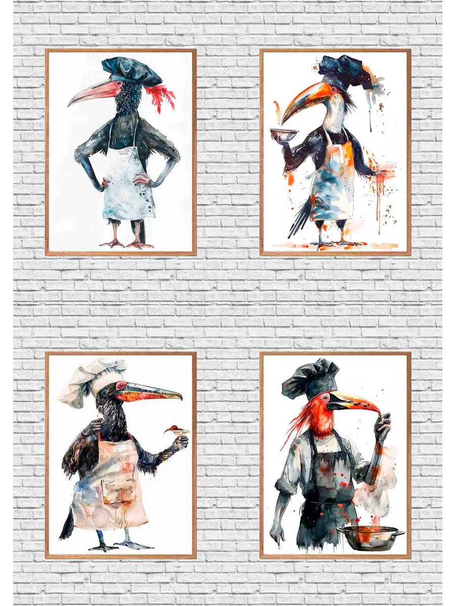Птица-фрегат Птица-шеф-повар, 4 Плаката, 30x21см