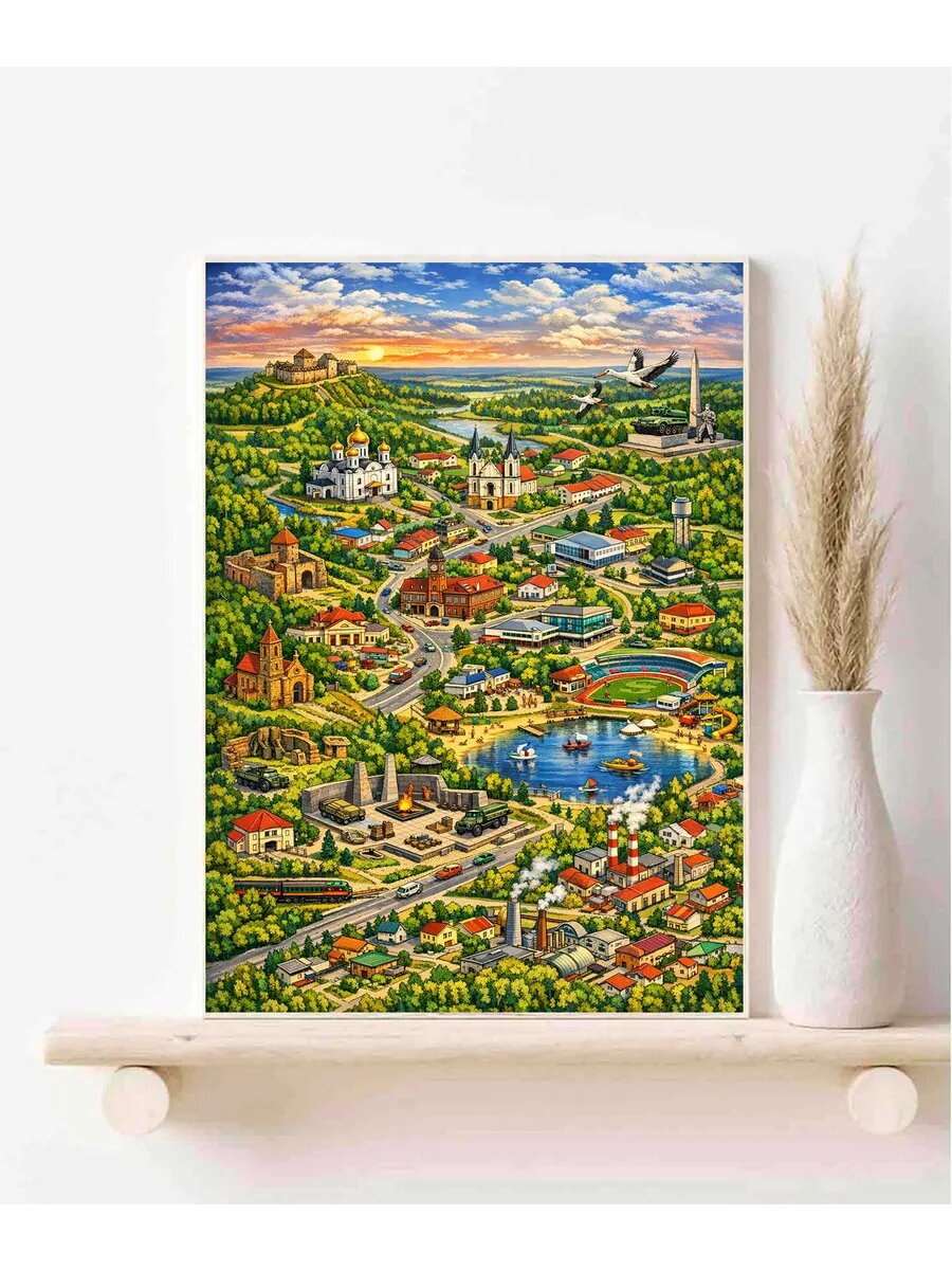 Волковыск, Беларусь, Fantasy Map, Карта, Плакат 30x42см