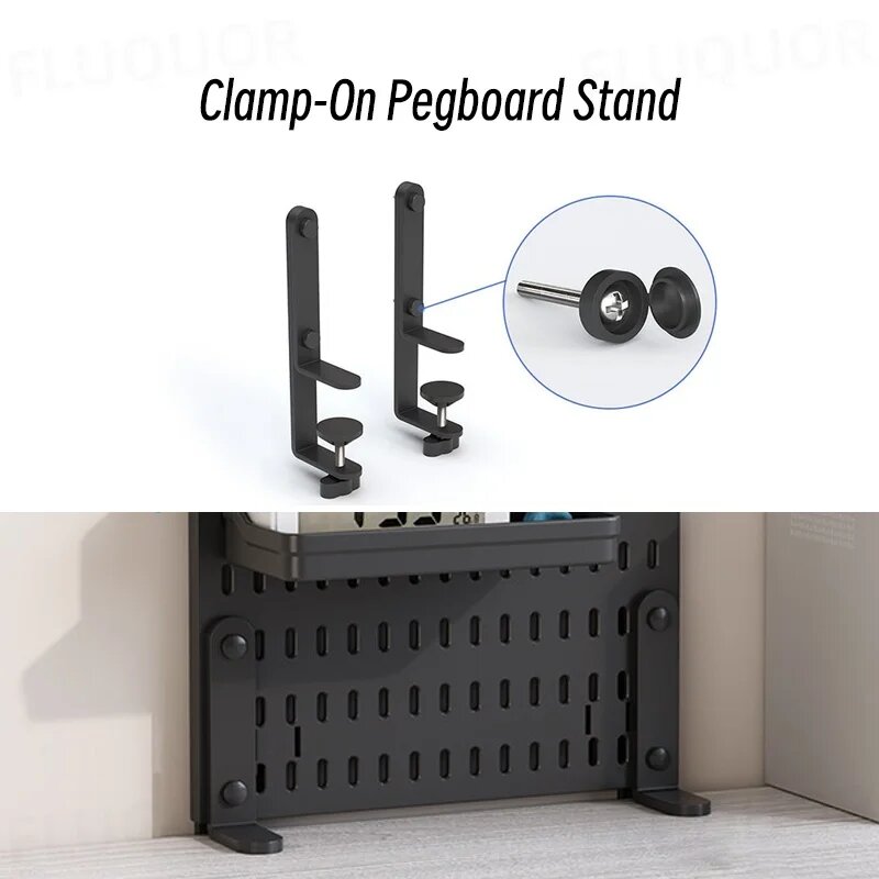 FLUQUOR Перфорированная панель Pegboard для стены clamp on stand B