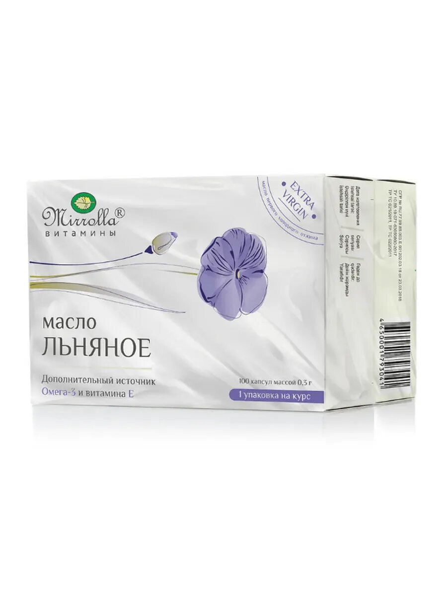 Mirrolla Льняное масло комплекс с витамином Е капсулы массой 0,3 г 100 шт