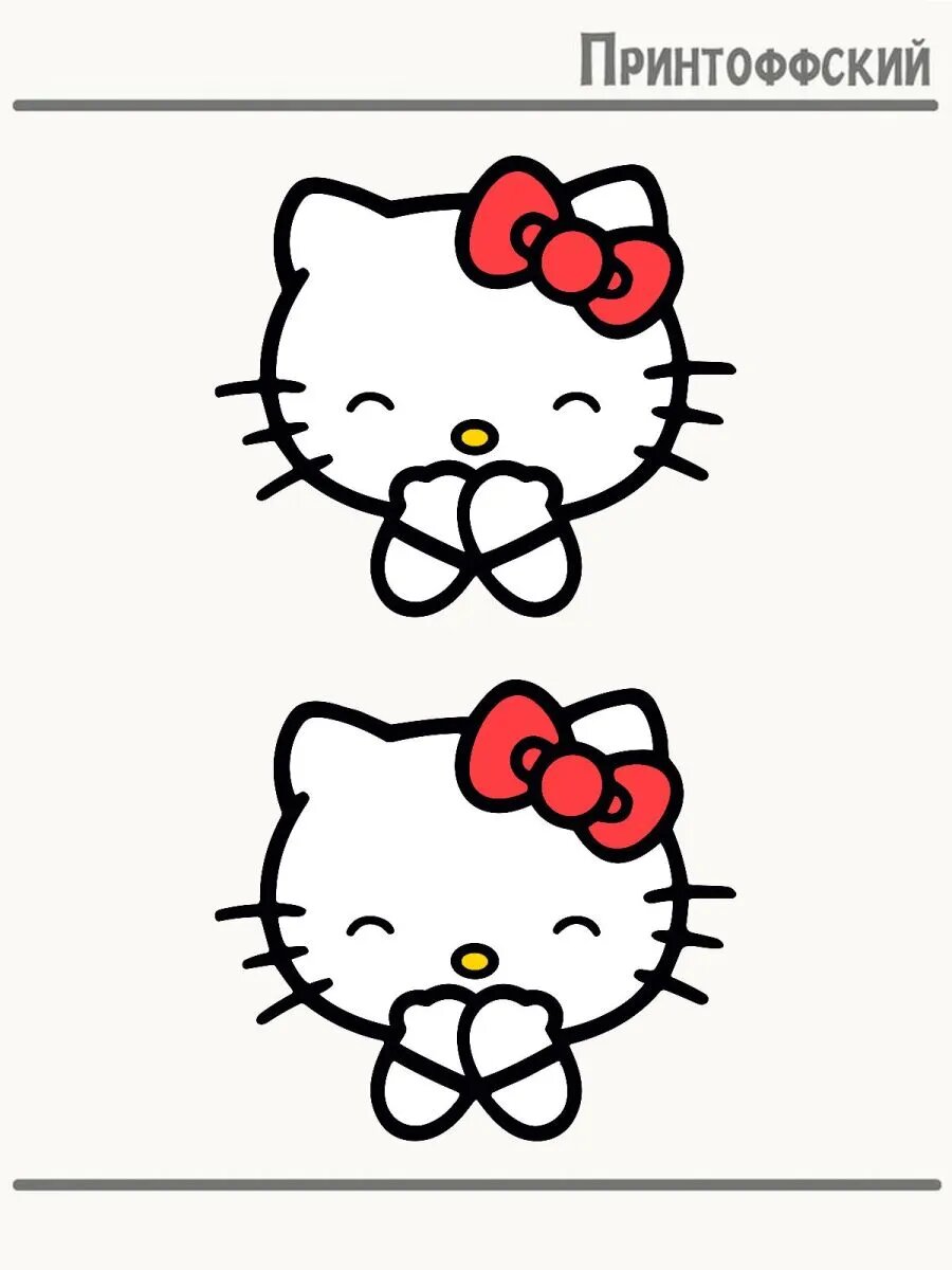 2-е (Две) Термонаклейки милый котик hello kitty
