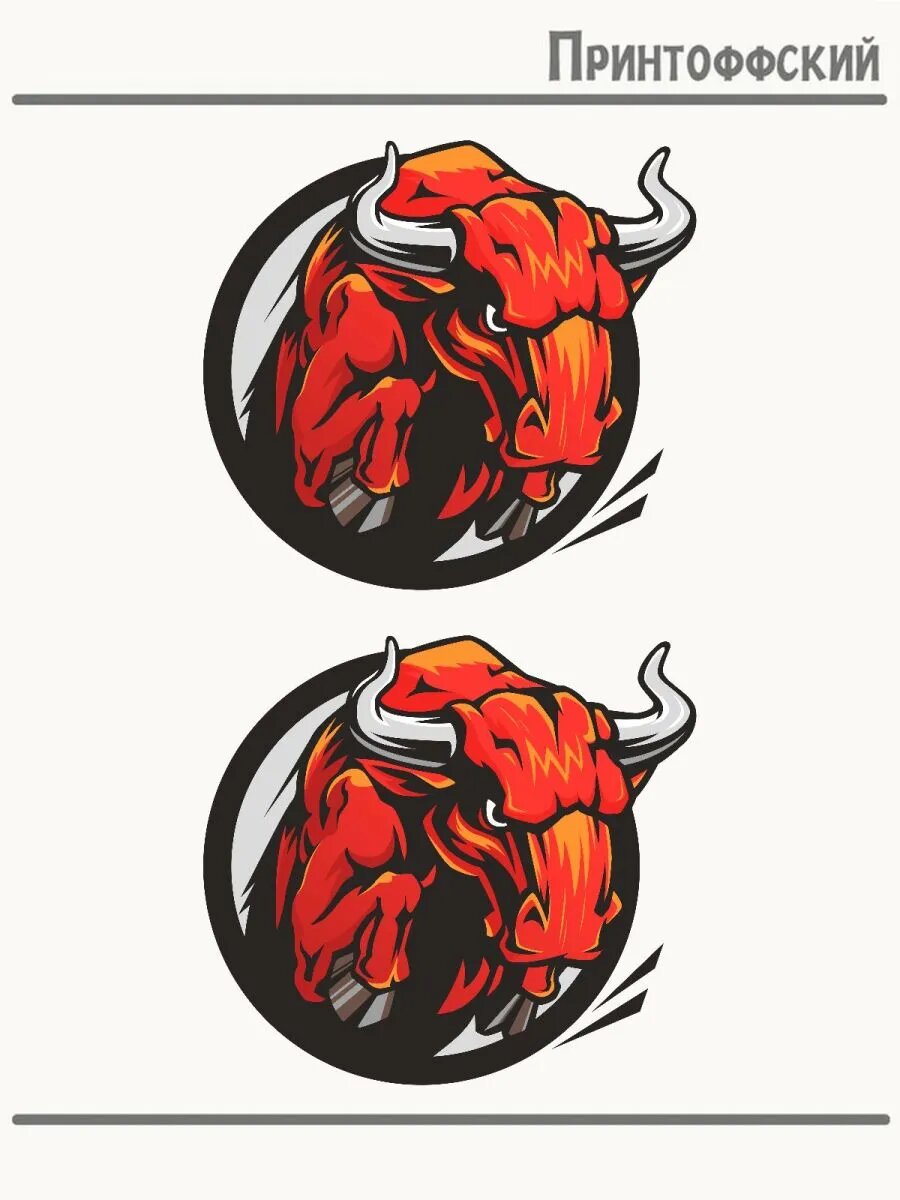 2-е (Две) Термонаклейки красный бык red bull