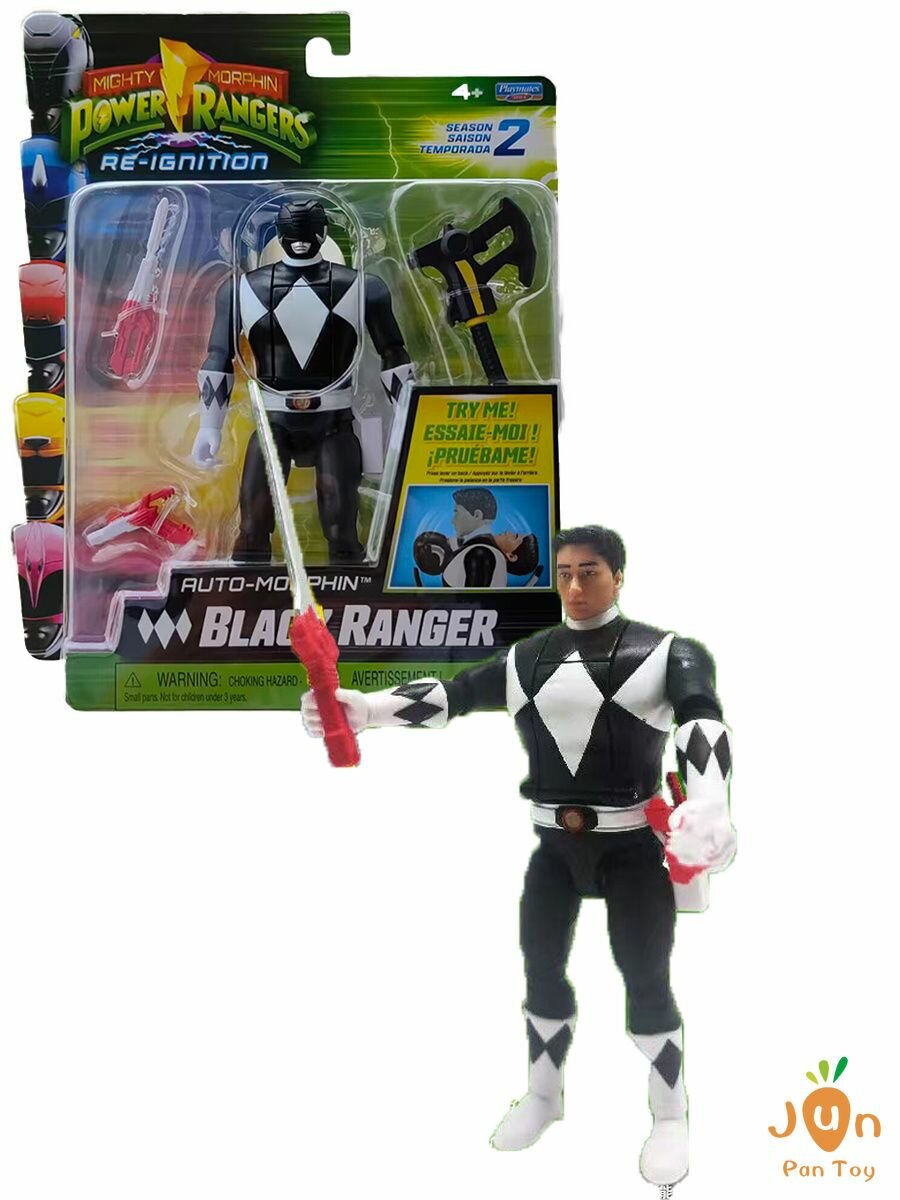 Mighty Morphin Power Rangers Re-Ignition Black Ranger / Коллекционная фигурка с множеством подвижных суставов, в комплекте аксессуары, подходит в качестве подарка для коллекционирования