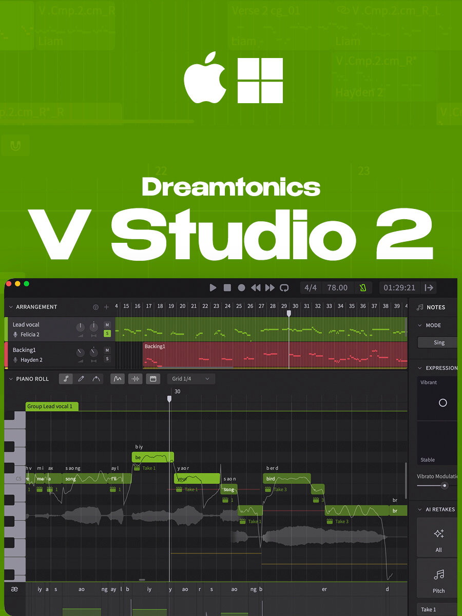 Dreamtonics Synthesizer V Studio 2 Core (Лицензионный ключ активации, бессрочный) для macOS & Windows