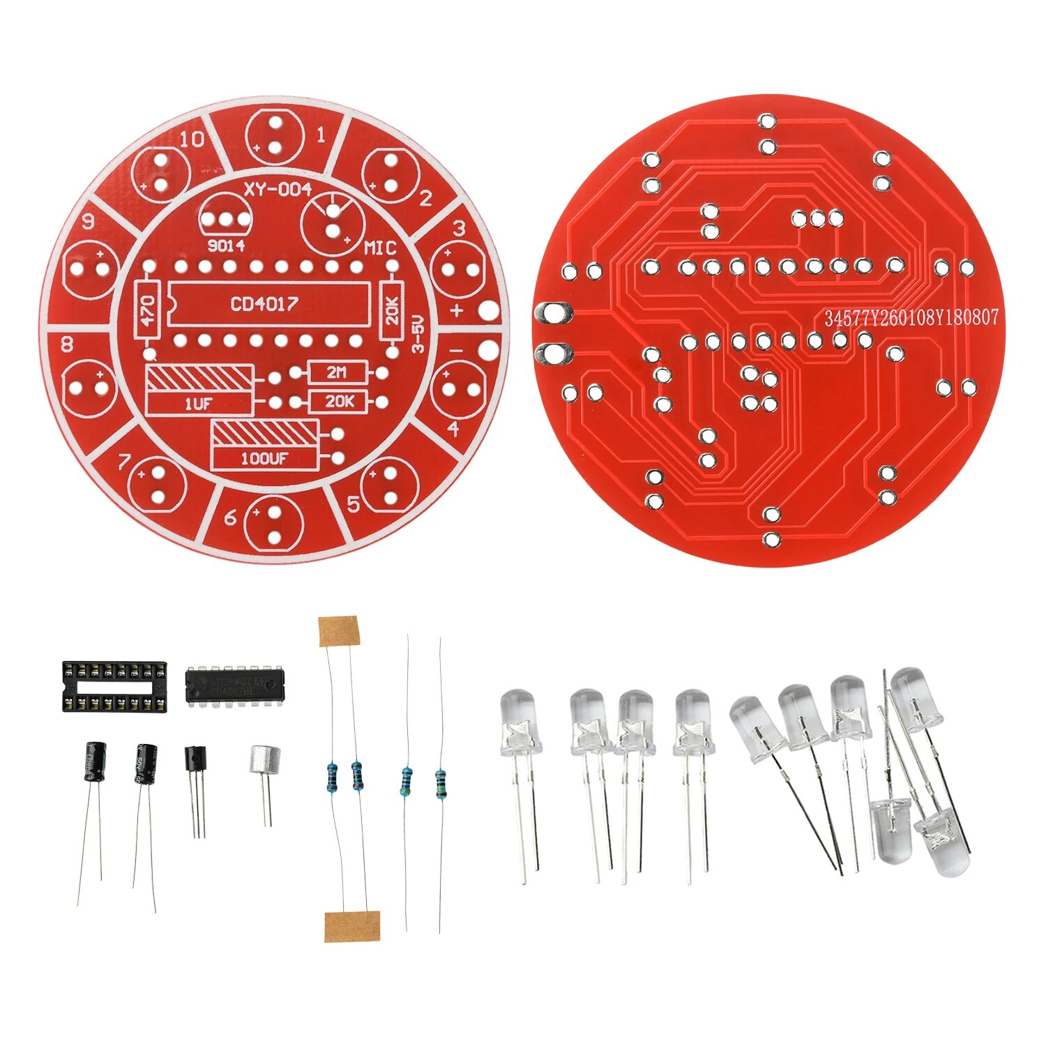 DIY Сoldering Practice Kit DC 3-5V Voice-Activated Rotating LED Module 1PC
