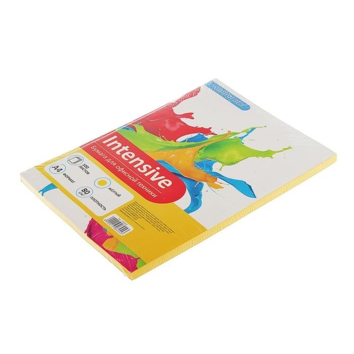Цветная бумага яркого жёлтого оттенка, А4, 100 л