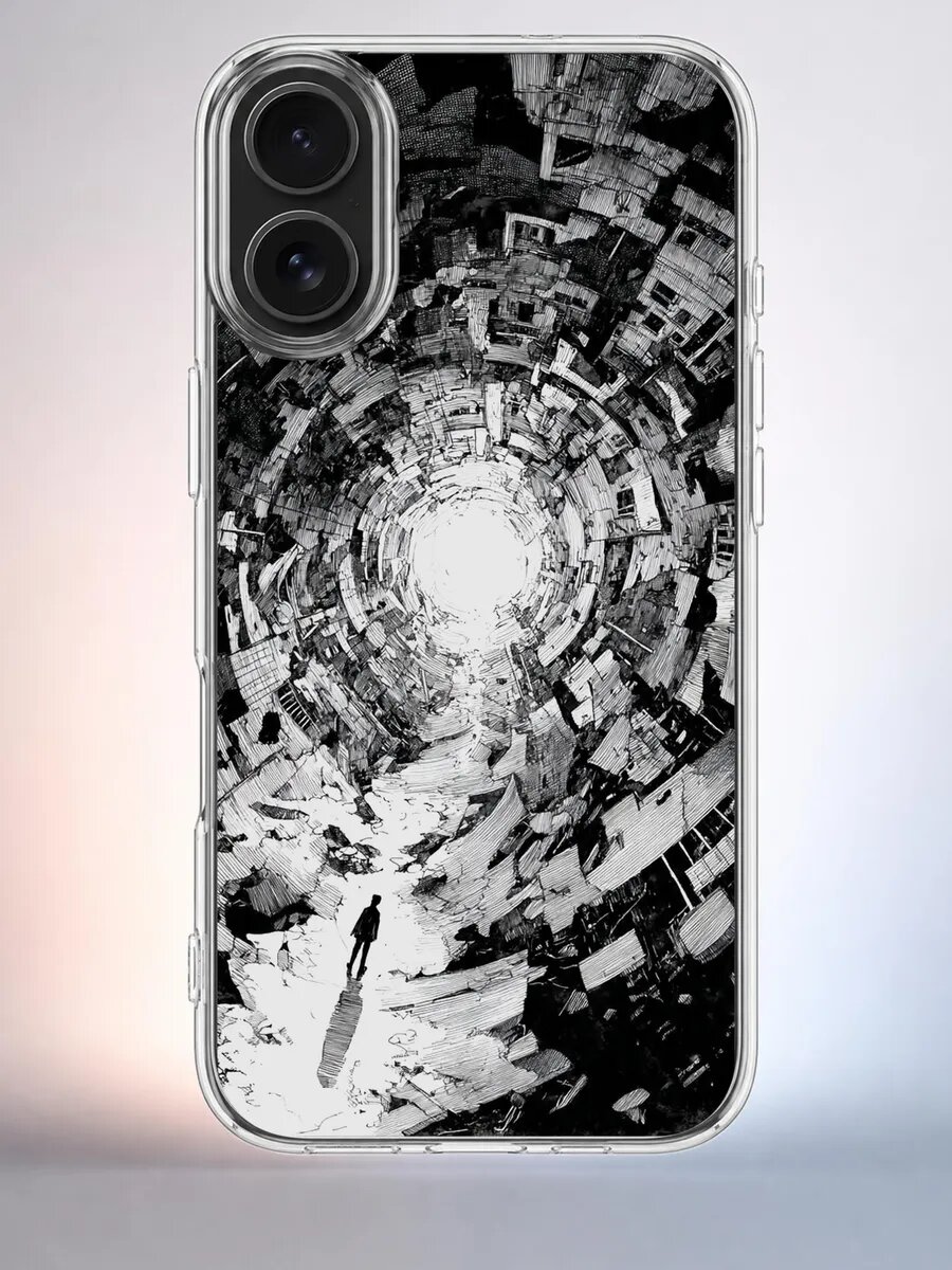 Чехол iPhone 16 тоннель коллаж силиконовый