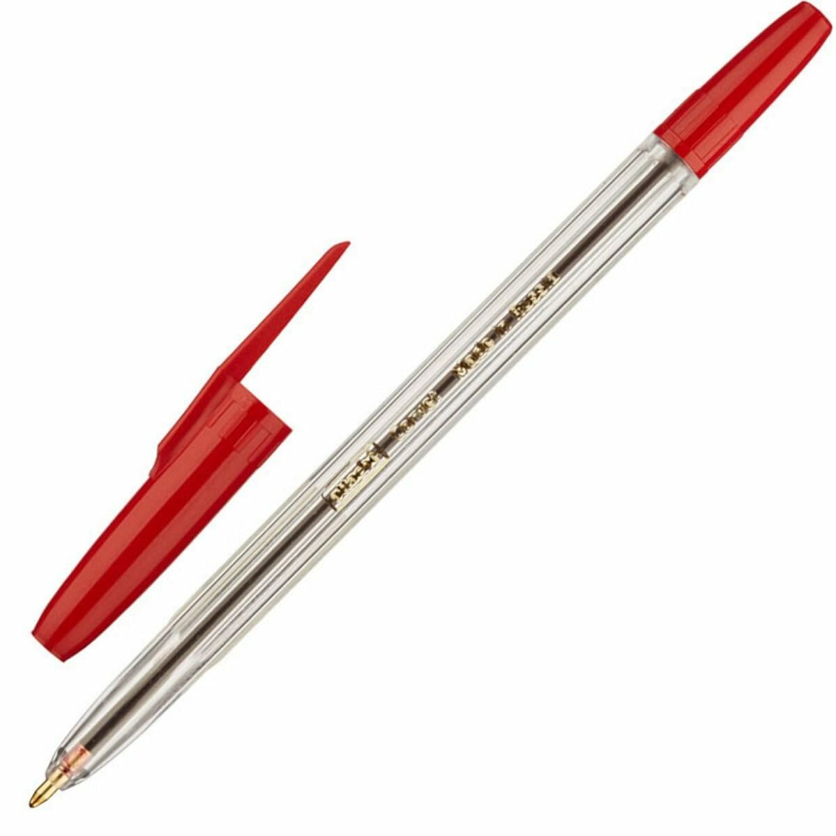 Ручка шариковая Attache Corvet (0.7мм, красная, корпус прозрачный), 50шт.
