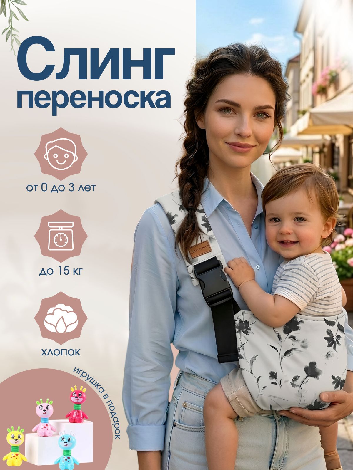 Слинг-переноска для новорожденных с 0