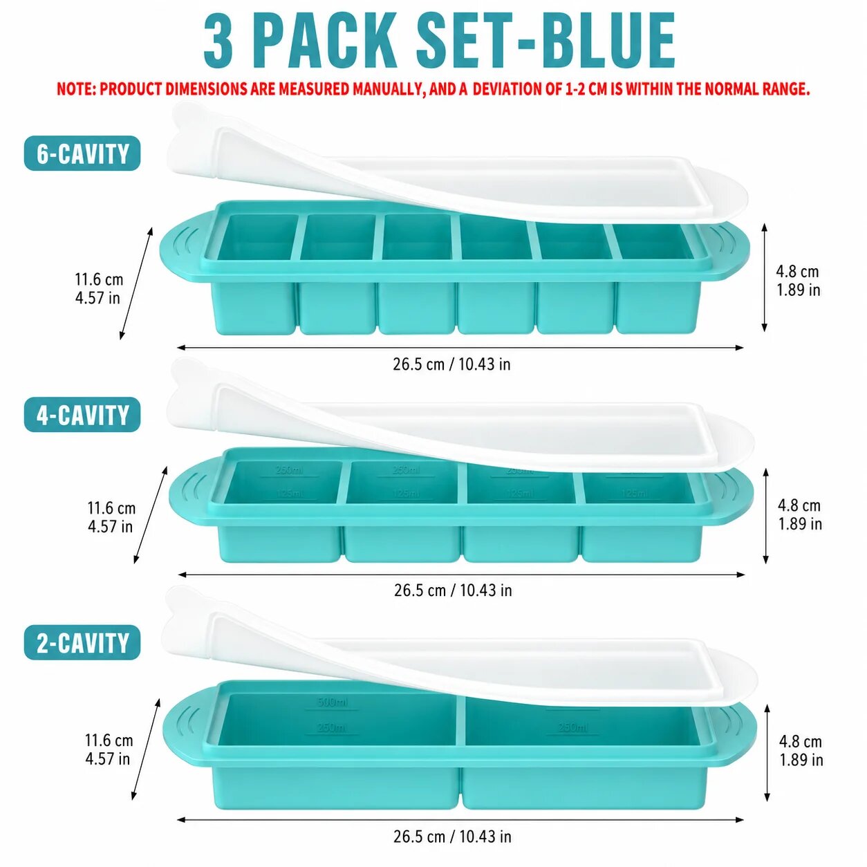 Набор силиконовых форм для заморозки PGY 2/3 шт. Голубой, 3 PACK Set- Blue