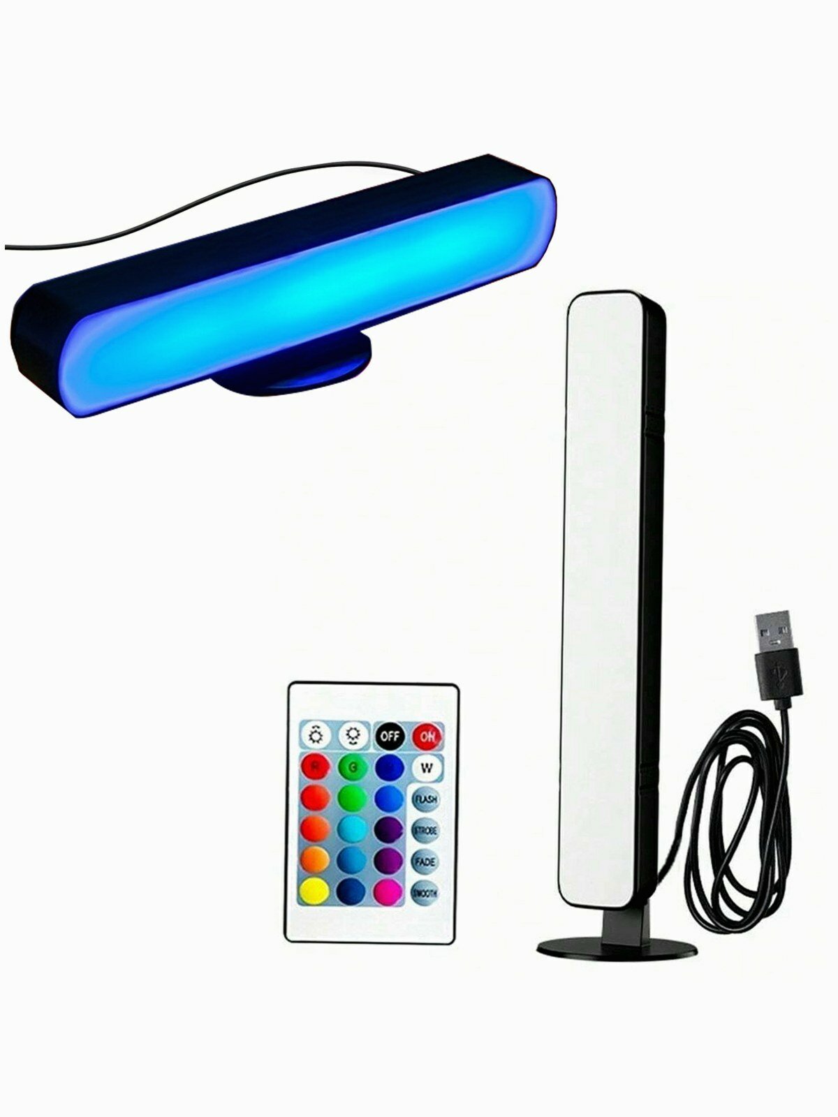 Светильник декоративный RGB светодиодный с музыкальным ритмом и ИК-пультом, USB, черный, 1 шт, для кухни