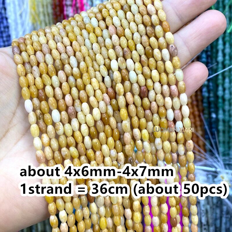 LUOMAN XIARI Бусины из натурального камня и ракушки 4x6 мм yellow topaz