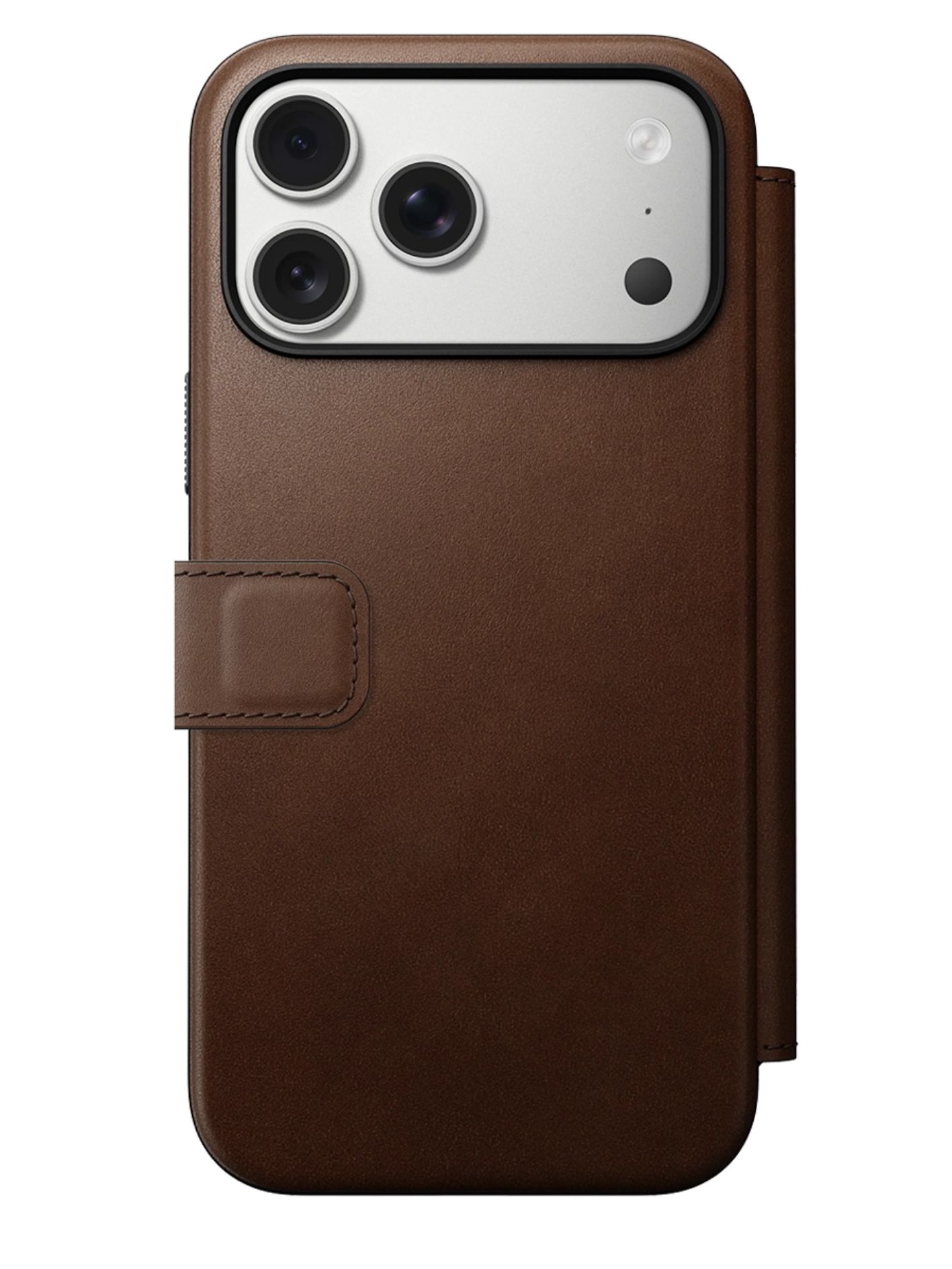 Чехол книжка на Apple iPhone 17 Pro Max, Nomad Folio Leather Case, кожаный, коричневый