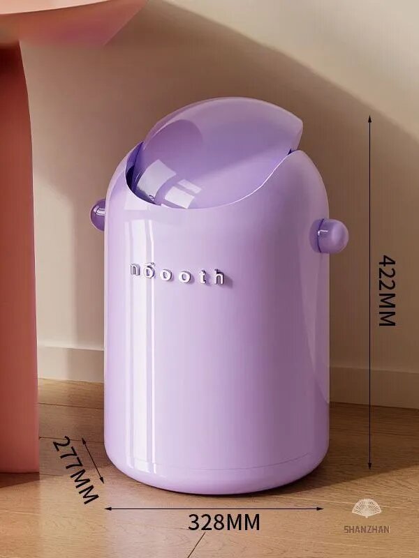 Мусорный бак "moooth", 15 л, фиолетовый, пластик, овальный, 42.2x32.8x27.7 см, 1 шт